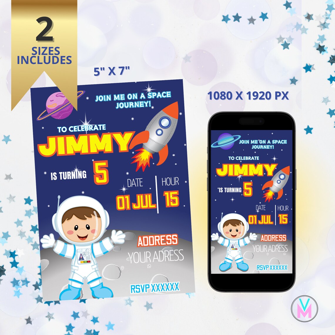 Astronaut Space Birthday Invitation Template, Space Party INVITATION ...