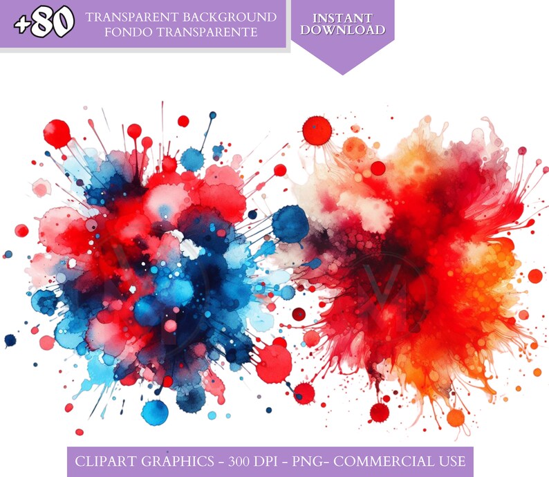 Watercolor Color Splash Clipart Splashes PNG Paint Splatter Clipart ...