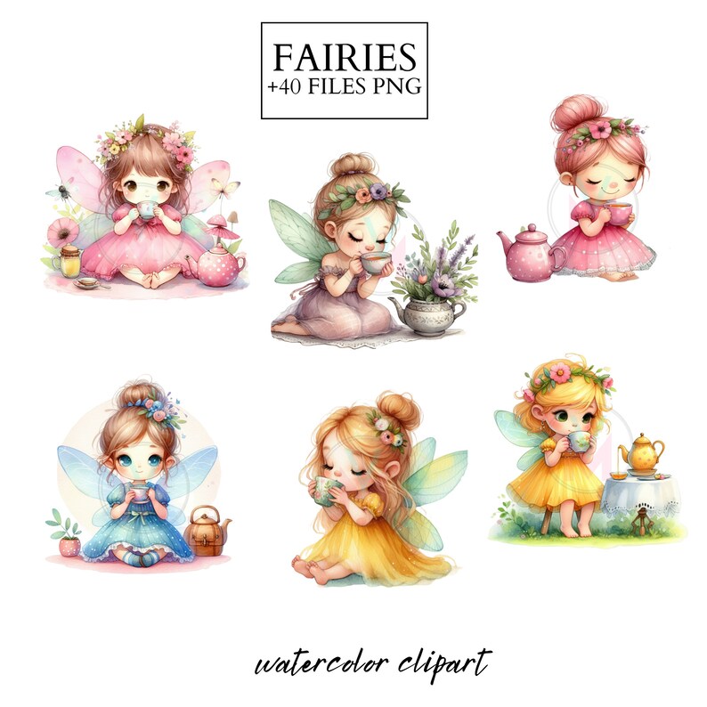 Fairy Clipart, Watercolor Fairy Garden Clipart, Magical Fairies Clipart ...