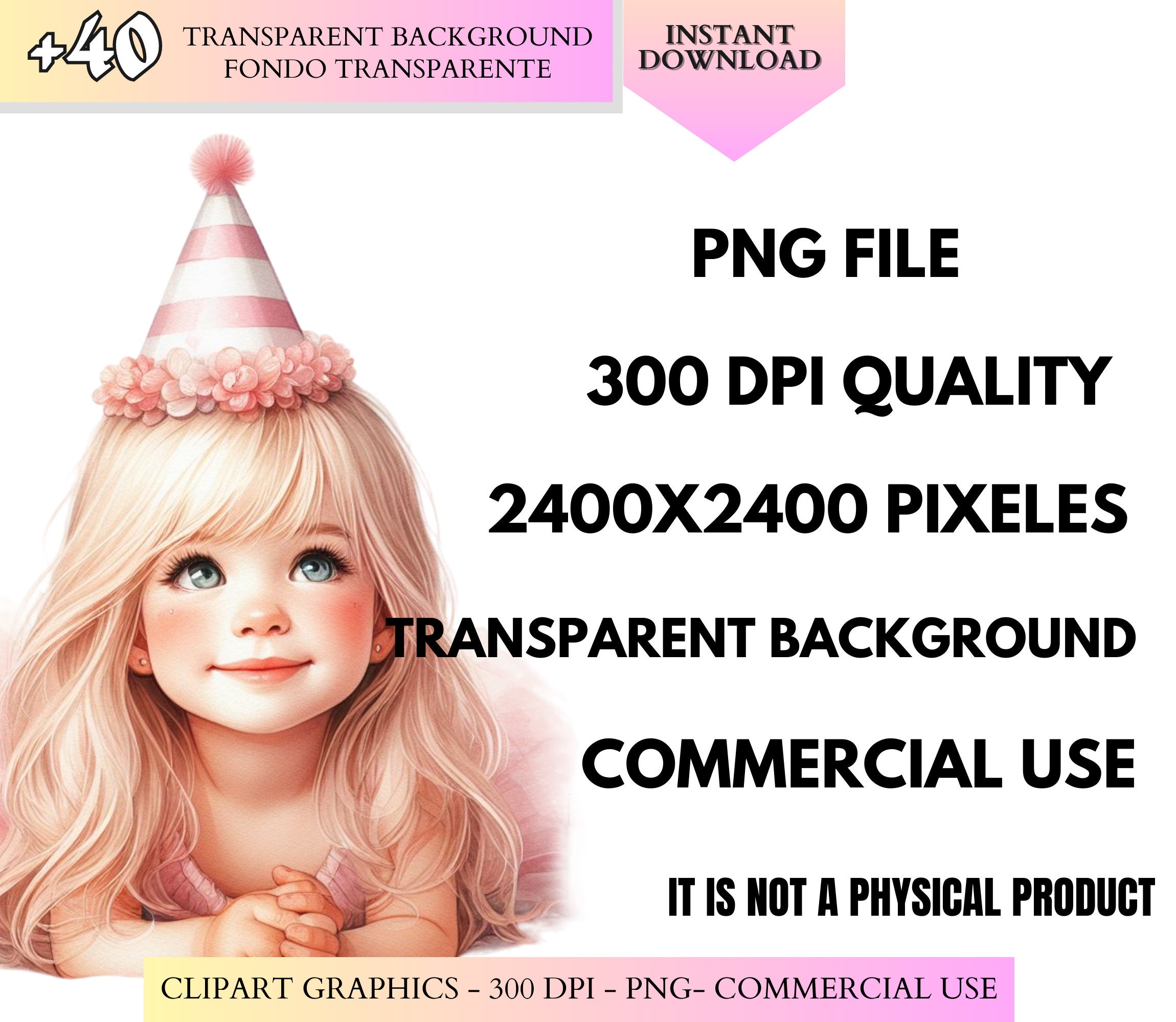 Pink Birthday Clipart GIRL Watercolor Bundle Birthday Pngs, Birthday ...