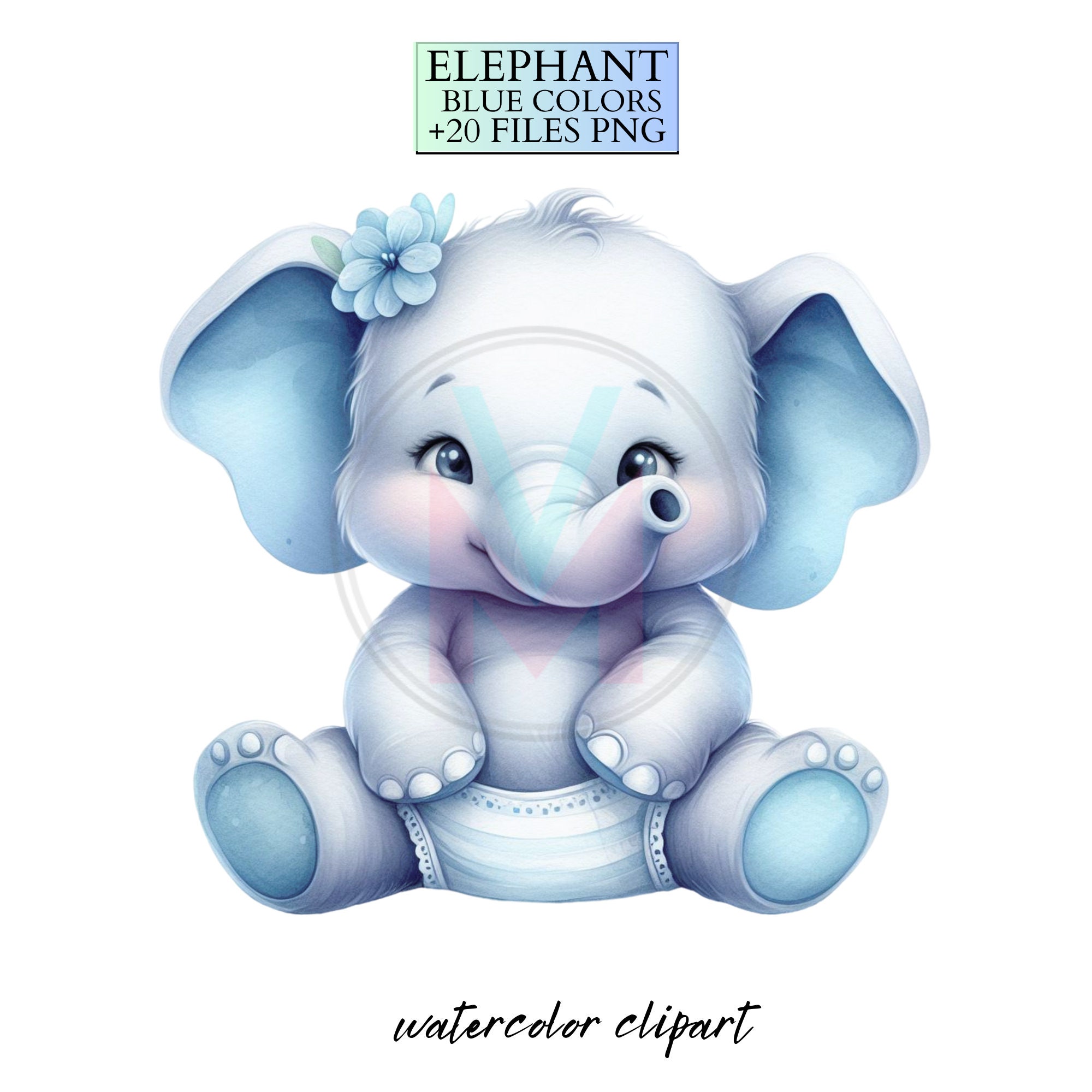 Blue Baby Elephant PNG Watercolor Elephant Clip Art Balloon, Png ...