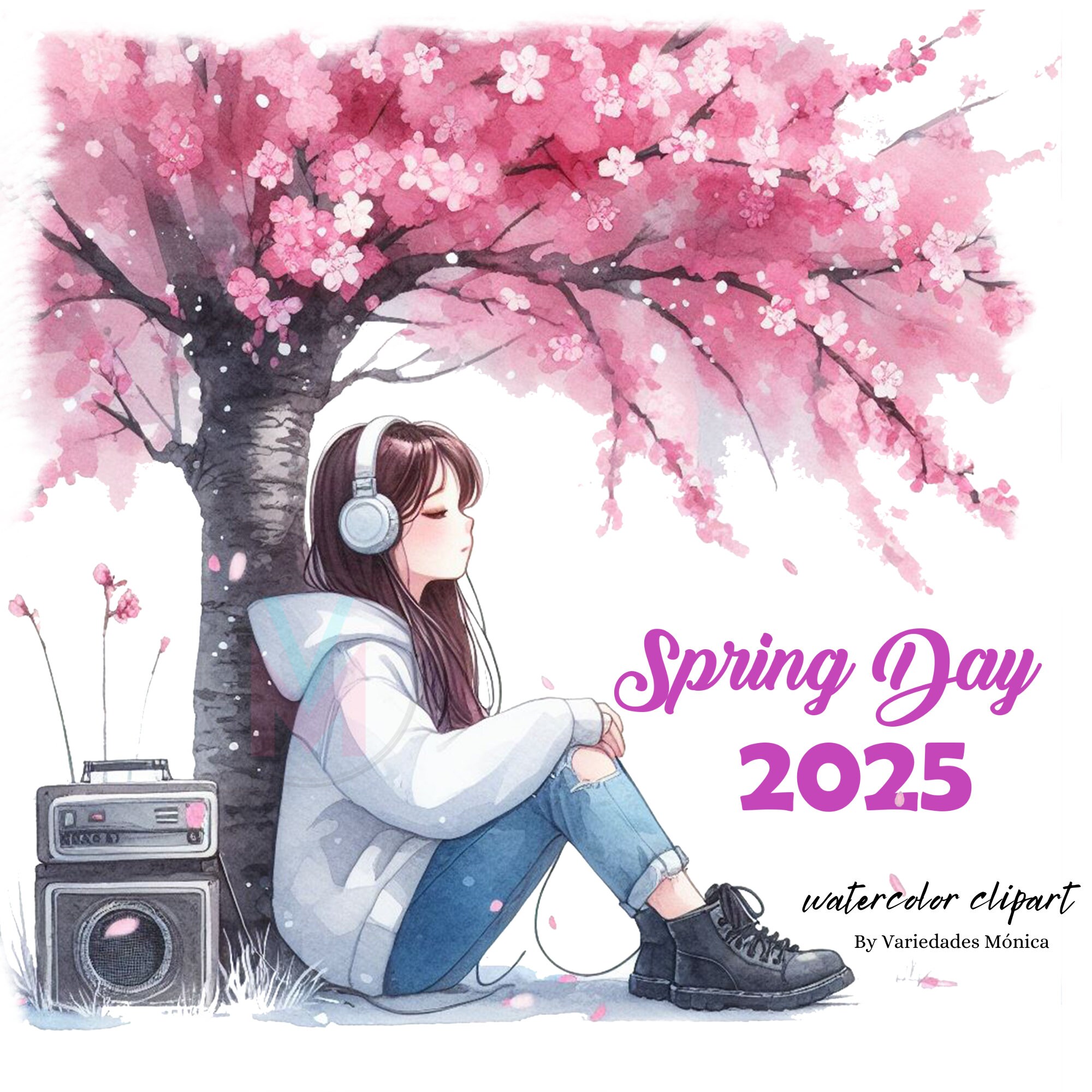 Spring Day Clip Art, Spring Day K Pop, Cherry Tree Clipart, Png Spring ...