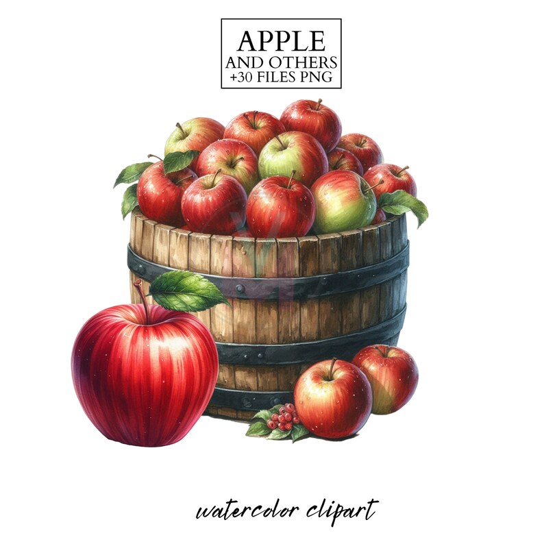 Apple Clipart Set Watercolor, Apple Desserts, Apple Baske Clipart ...