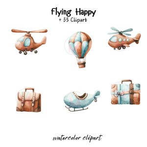 Air Transport Watercolor Clipart, Airplane Clip Art, Nursery Decor ...