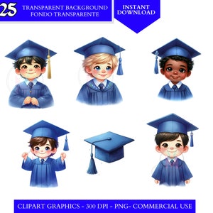 Graduation Cap Kids Clipart, Graduation Blue PNG, Educational Clipart ...