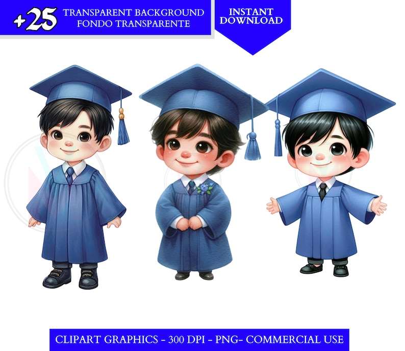 Graduation Cap Kids Clipart, Graduation Blue PNG, Educational Clipart ...