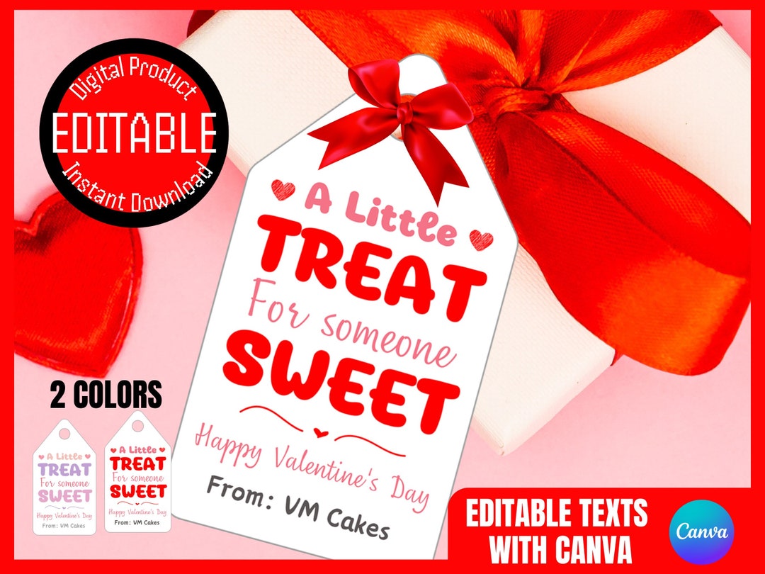 Editable Valentine's Day Tag Printable, SWEET Valentine's Day Gift Tag ...