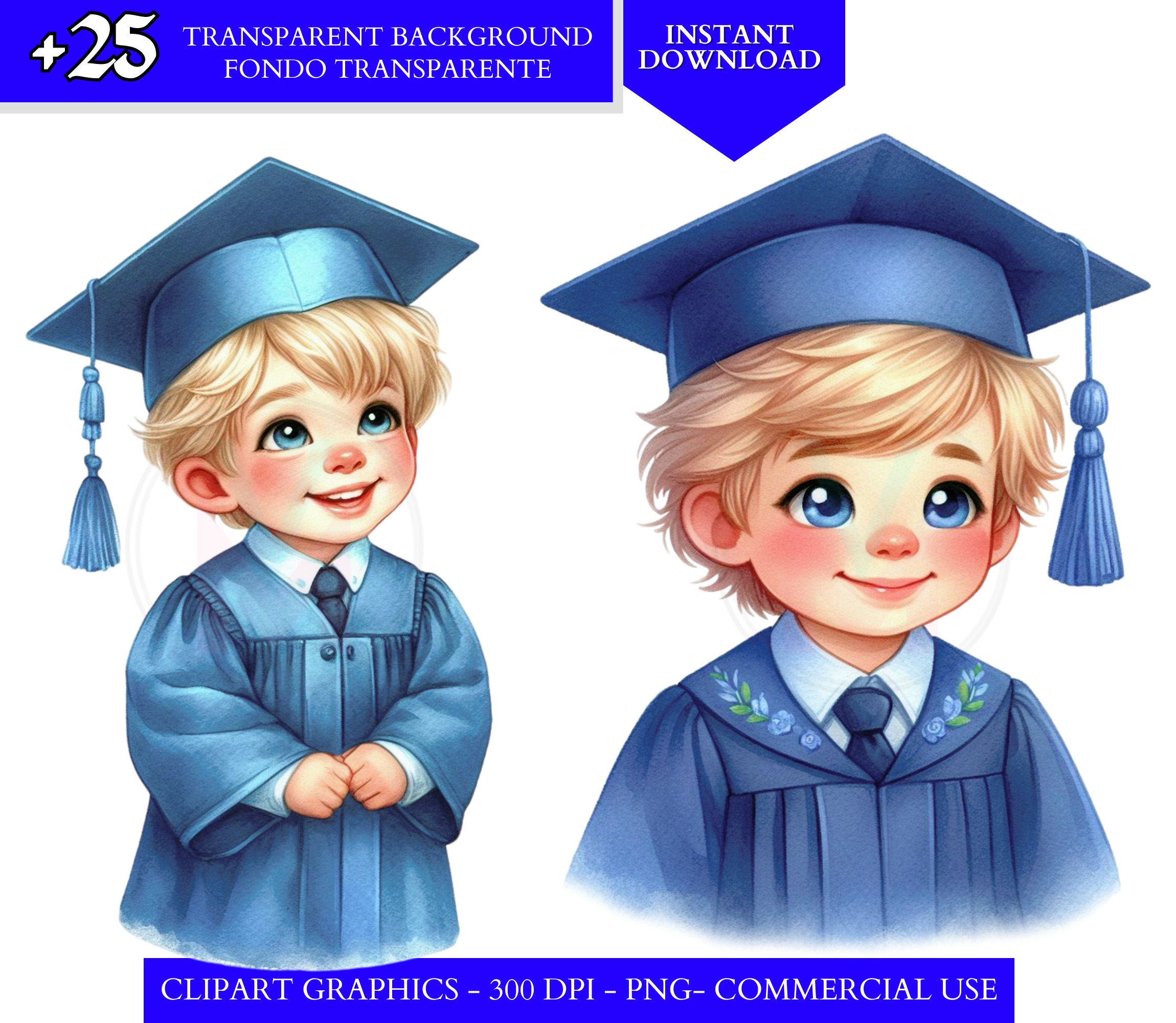 Graduation Cap Kids Clipart, Graduation Blue PNG, Educational Clipart ...