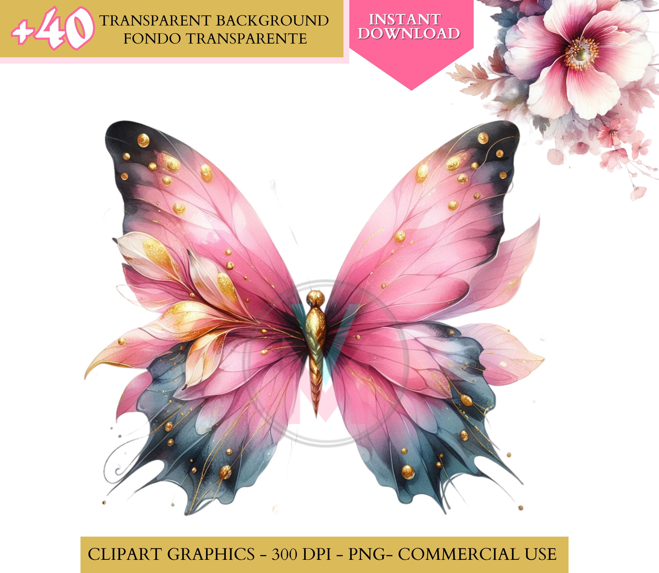 Watercolor Pink Butterflies Clipart, Butterfly Clipart, Butterfly Png ...