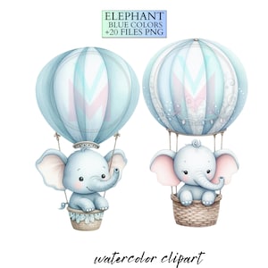 Blue Baby Elephant PNG - Watercolor Elephant Clip Art Balloon, Png ...