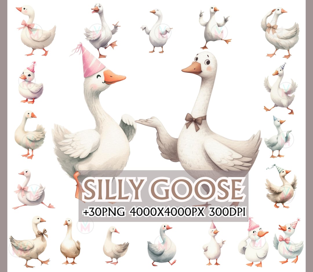 Silly Goose Clipart Spring Vintage Cottagecore Whimsical Cute ...