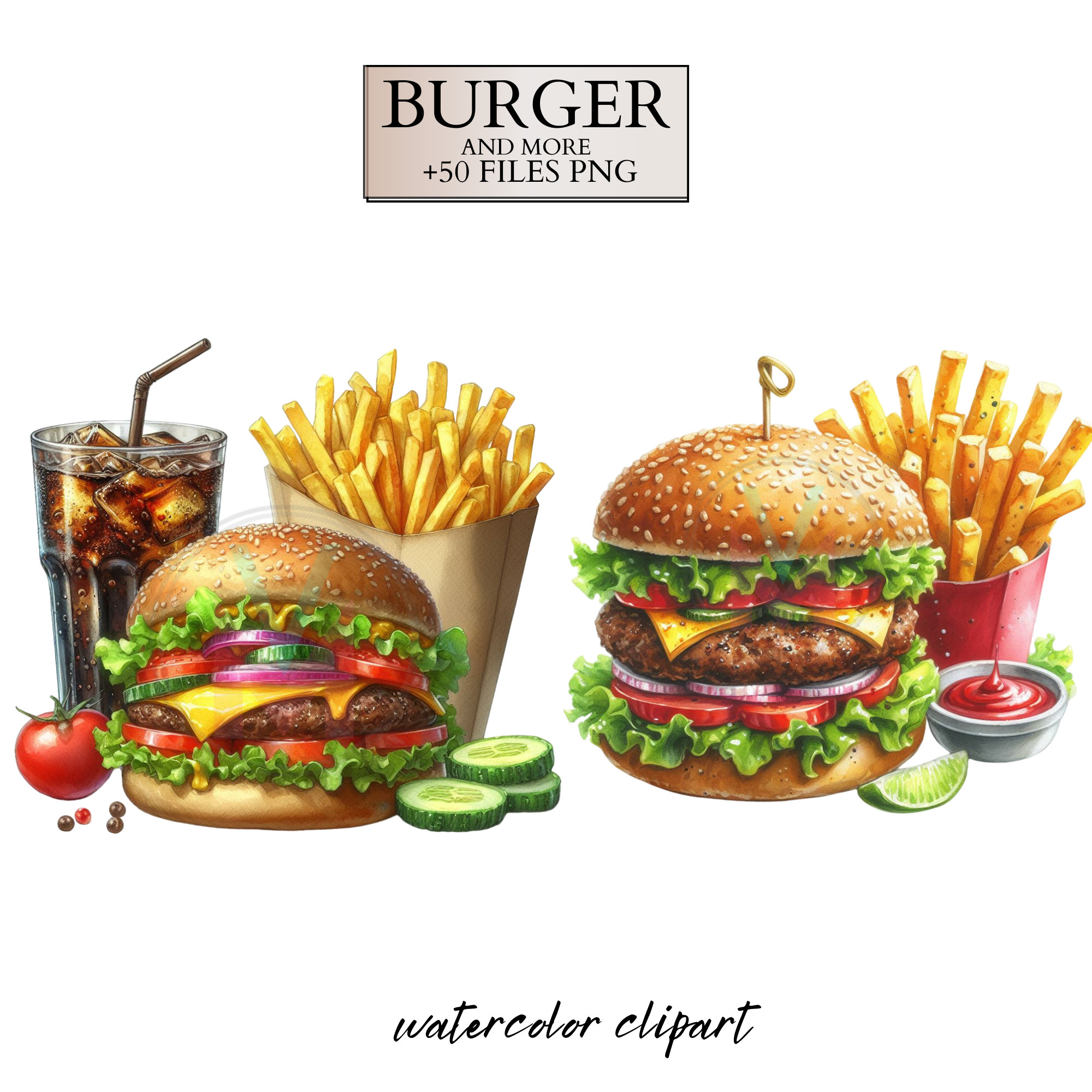 Burger Clipart Fries Clipart Food Clipart Cheese Hamburger PNG Fast ...