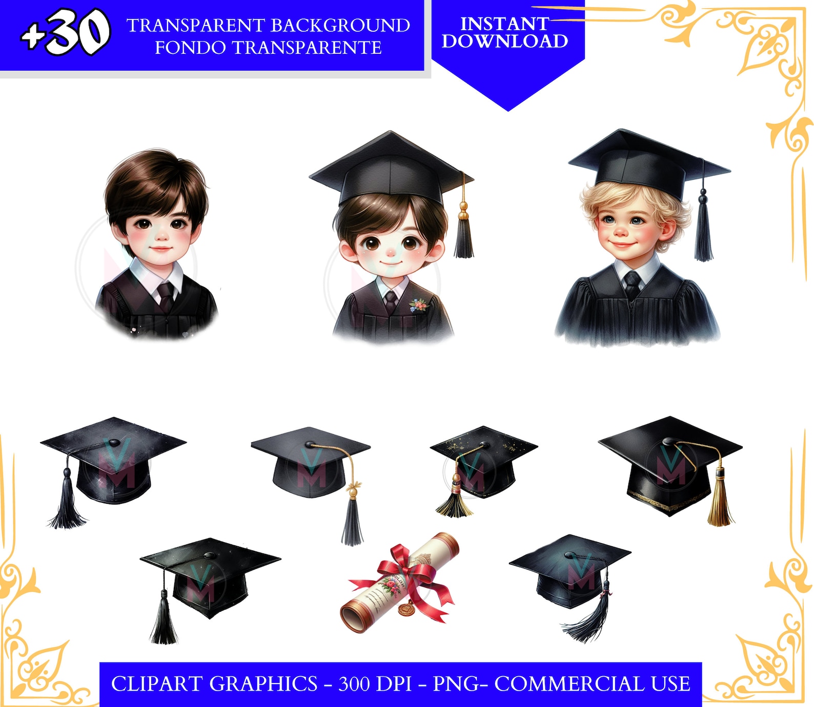 Graduation Cap Kids Clipart, Graduation Student PNG Educational Clipart ...