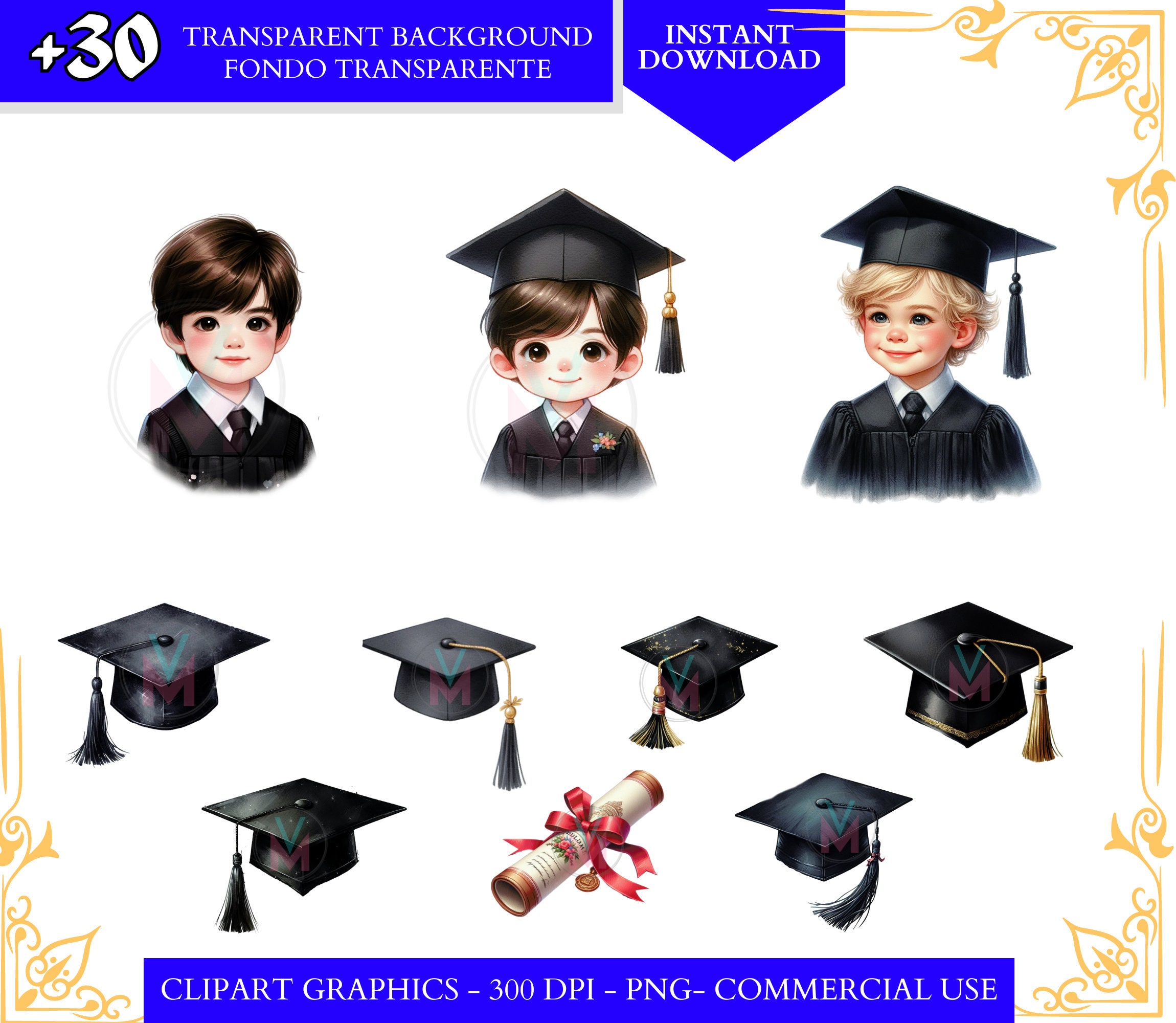 Graduation Cap Kids Clipart, Graduation Student PNG Educational Clipart ...