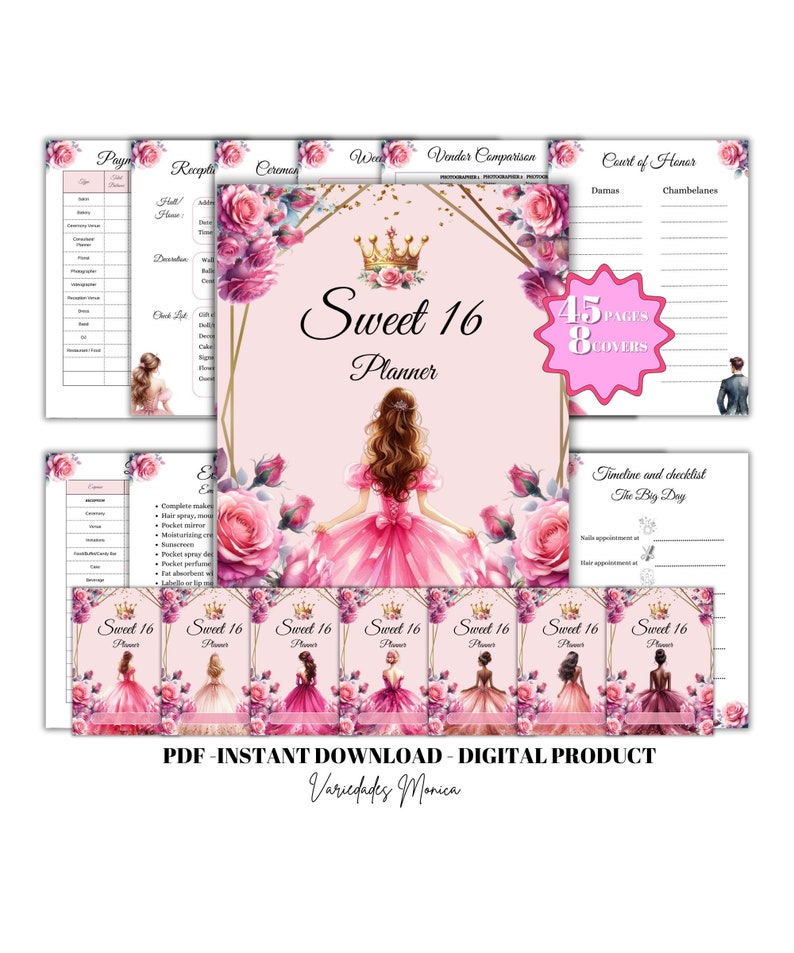 Sweet 16 Planner PINK Sweet Sixteen Pink Book Planning Checklist Sweet ...