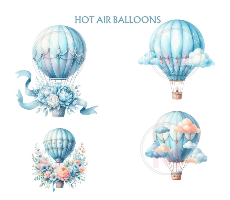 Hot Air Balloon Clipart, Blue Hot Air Balloons, Hot Air Balloon ...
