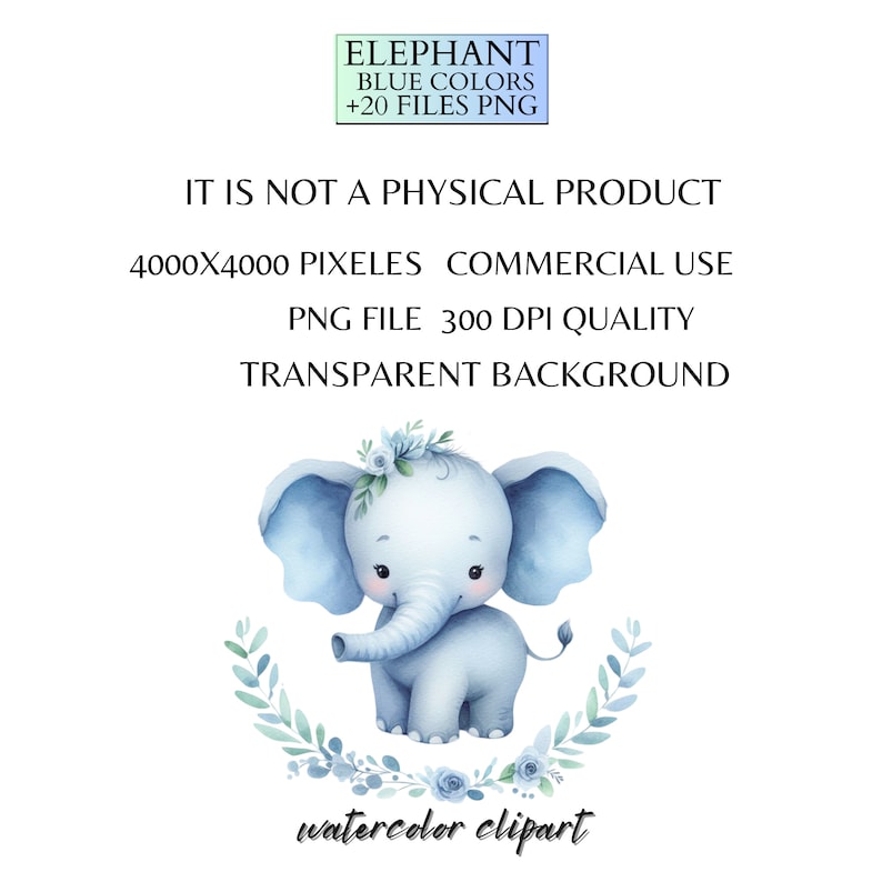 Blue Baby Elephant PNG - Watercolor Elephant Clip Art Balloon, Png ...