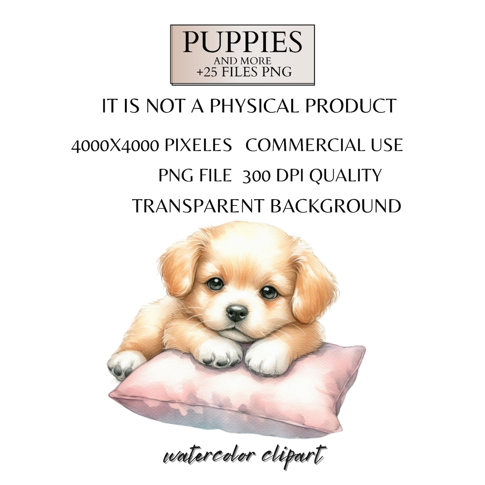 Watercolor Puppies Clipart, Cute Puppy Clipart, Adorable Puppies, PNG ...