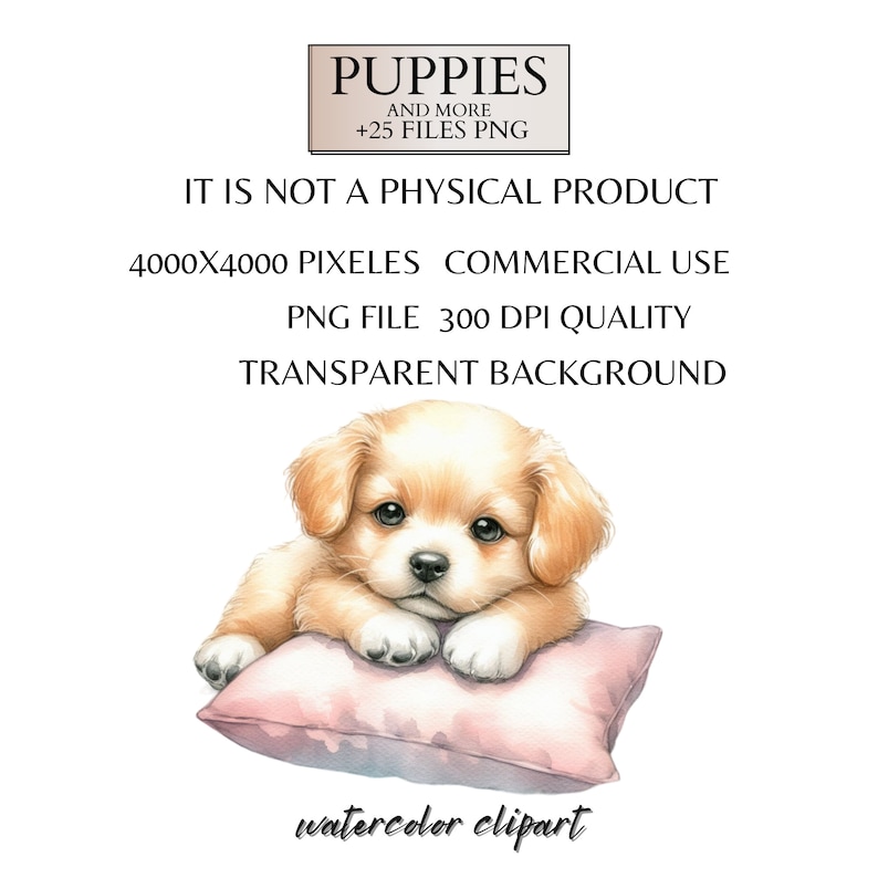 Watercolor Puppies Clipart, Cute Puppy Clipart, Adorable Puppies, PNG ...
