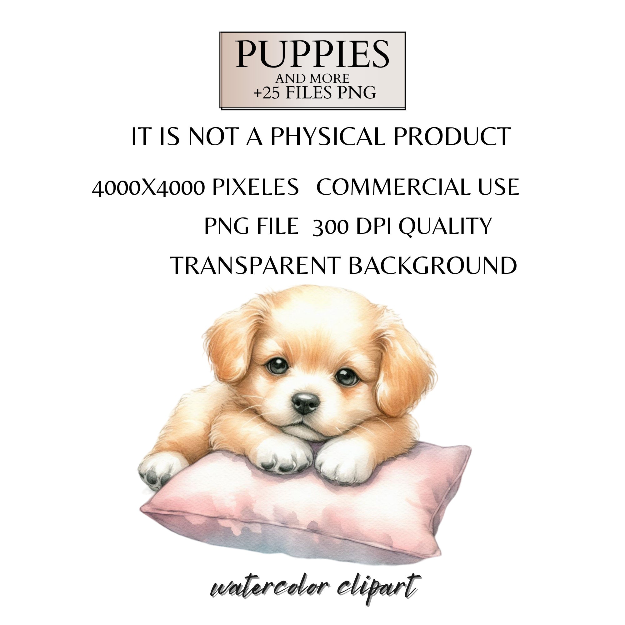 Watercolor Puppies Clipart, Cute Puppy Clipart, Adorable Puppies, PNG ...