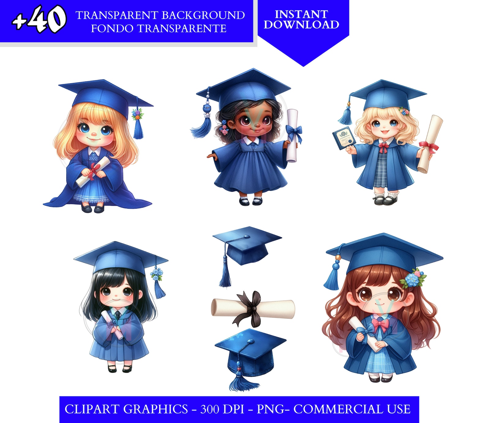 Graduation Cap Kids Clipart Graduation Cap Blue PNG Educational Clipart ...