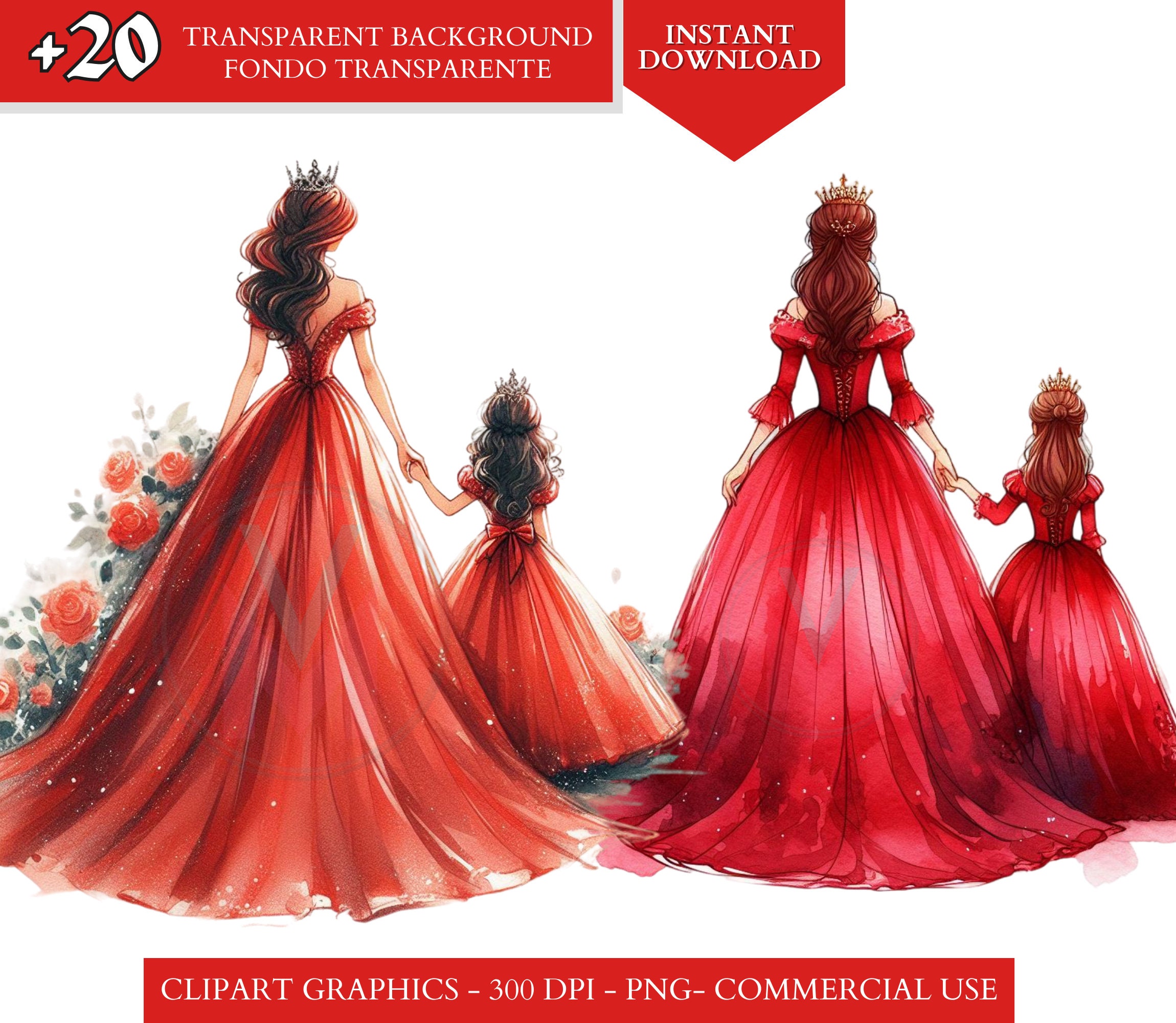 Madre hija clipart-Día de las Madres png, Reina Roja y Princesa png ...