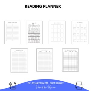 Reading Planner Bundle Printable Reading Journal, Reading Challenges ...