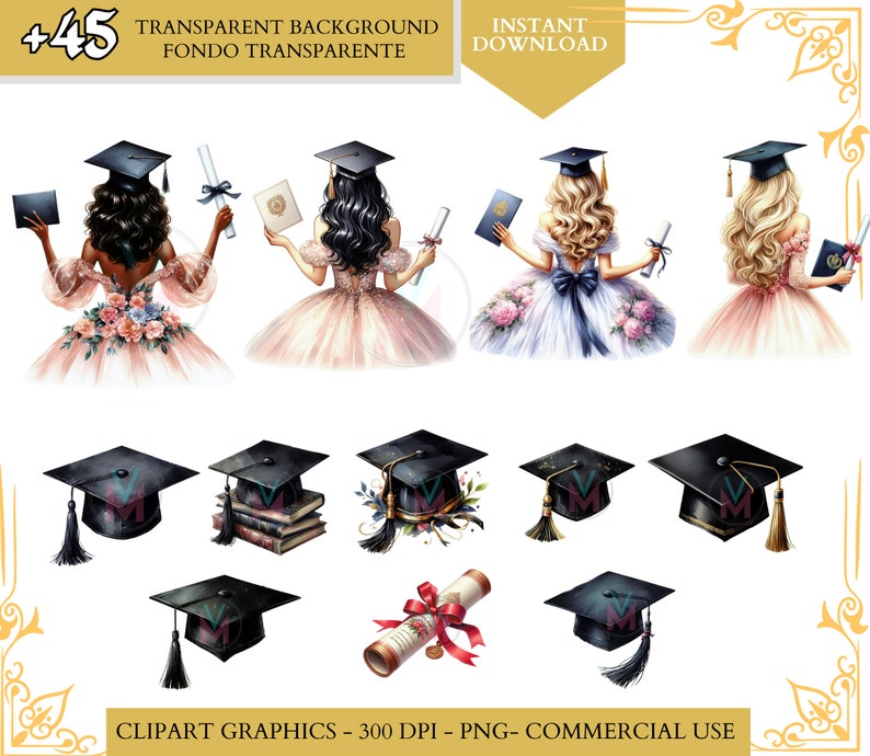 Graduation Clipart Girls Party Graduate Students Congrats Graduation ...