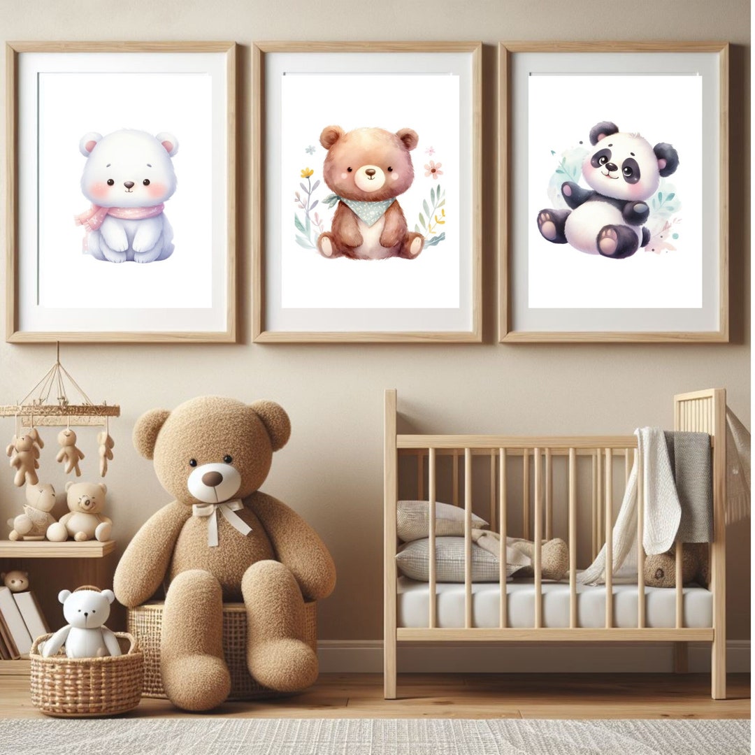 Teddy Bear Nursery Wall Art, Teddy Bear, Polar Bear, Panda, Teddy Bear ...