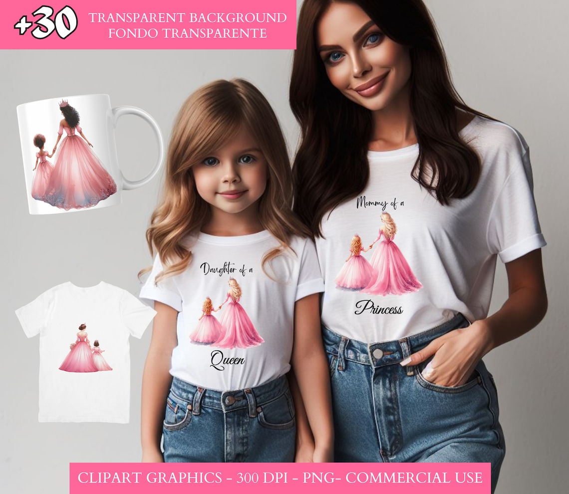 Mother’s Day Clipart,mother Daughter Clipart-mothers Day Png, PINK ...