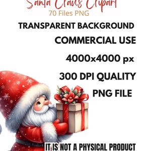 Watercolor Santa Claus Clipart, 70 PNG Christmas Santa Clipart, Fantasy ...