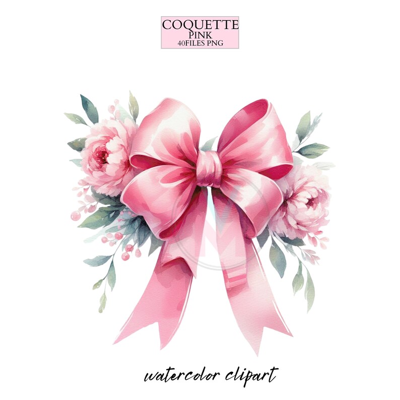 Pink Coquette Png Watercolor Clipart Ribbon Bow, Cherries Martinis ...