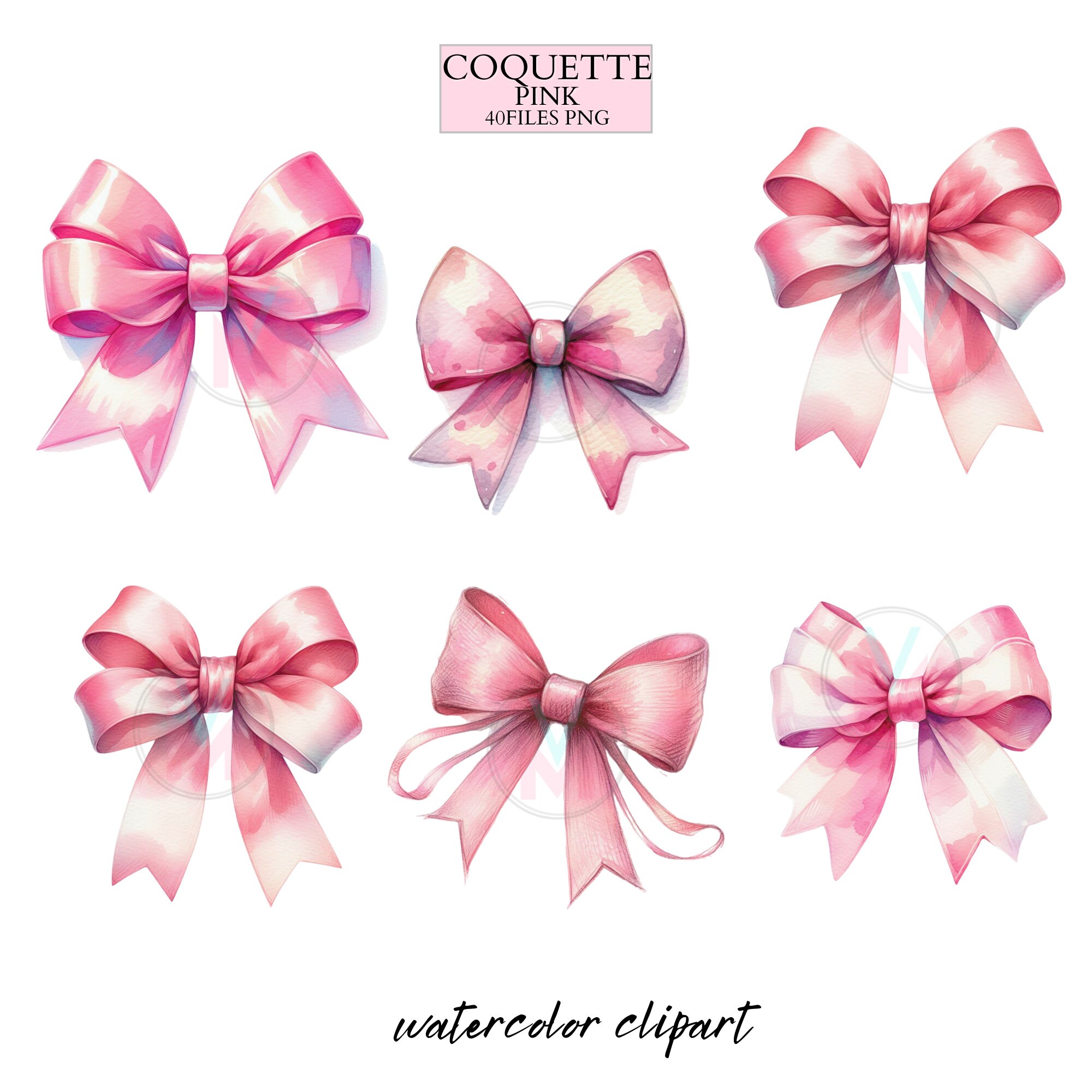 Pink Coquette Png Watercolor Clipart Ribbon Bow, Cherries Martinis ...