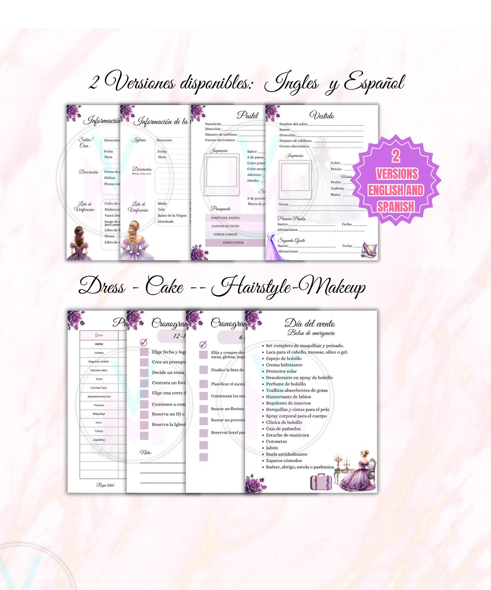 Quinceañera Planner Lilac Quince Purple Planning Checklist Quinceañer ...