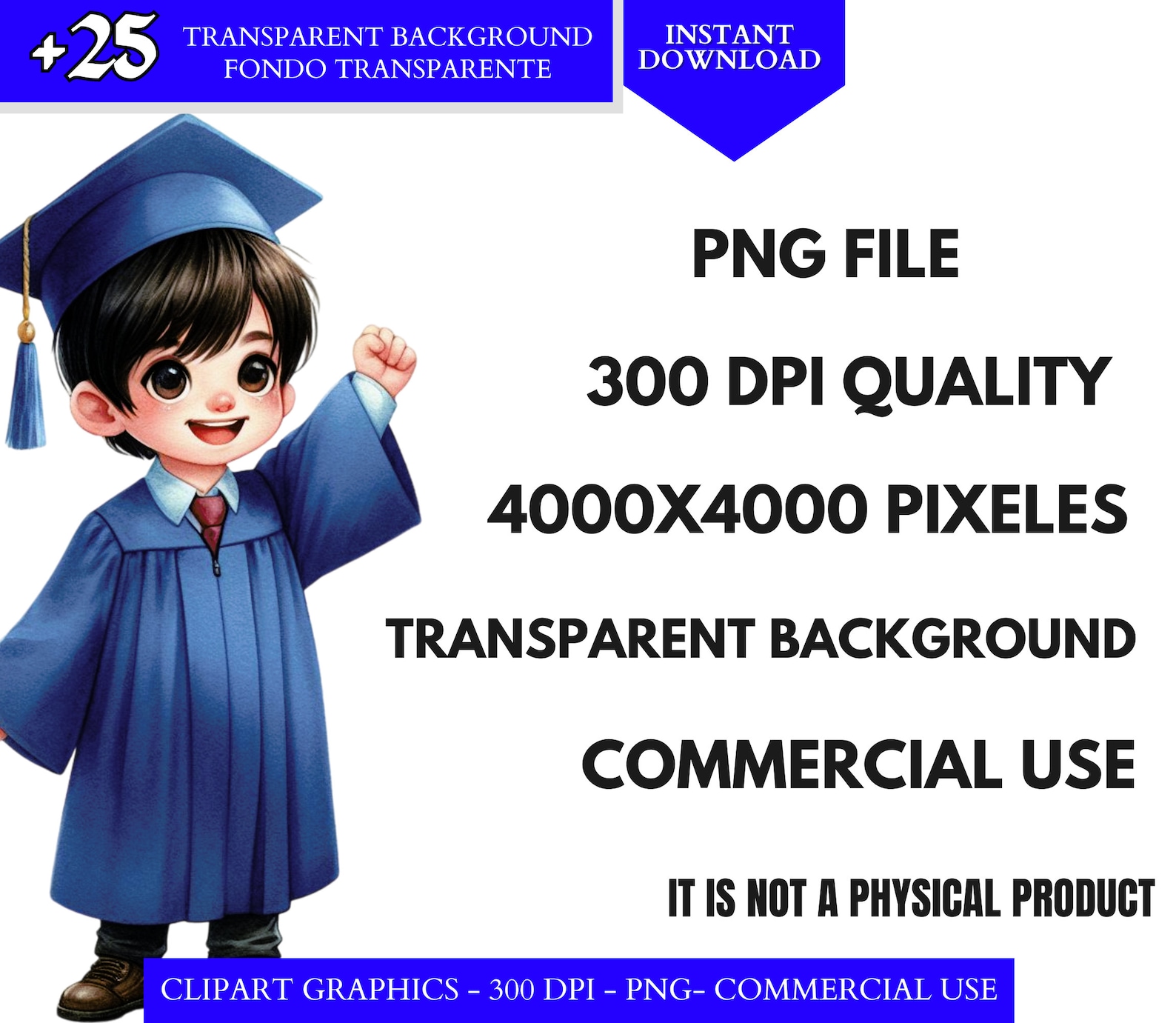 Graduation Cap Kids Clipart, Graduation Blue PNG, Educational Clipart ...