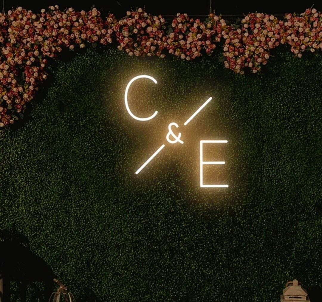 Custom Initials Heart LED Neon Sign | Wedding Neon Sign | Custom Neon ...