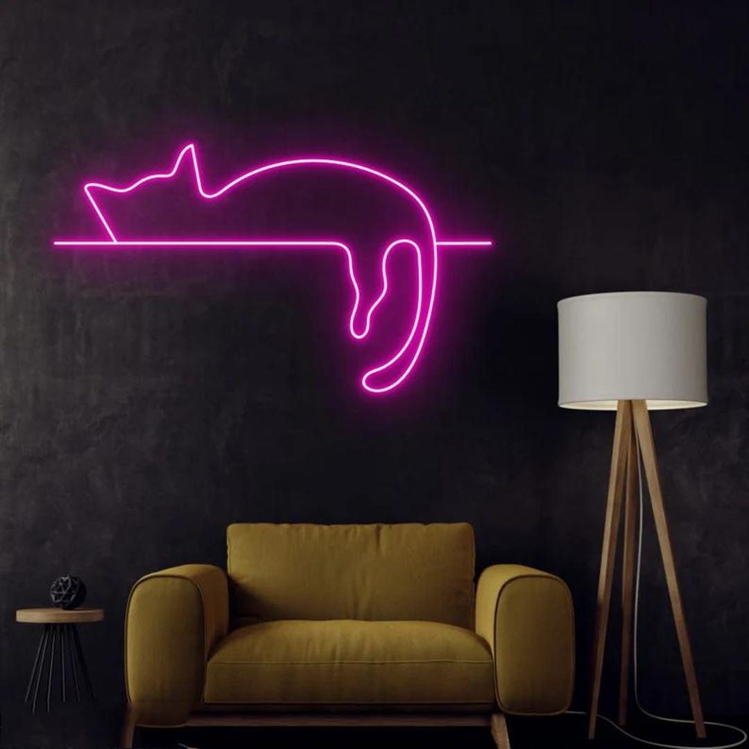 Cat Sleep Neon Sign | Cat Line Led Sign | Custom Neon Sign | Cat Shop ...