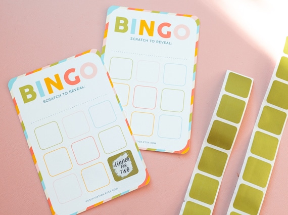 Scratch off BINGO Card 2 Cards | Etsy