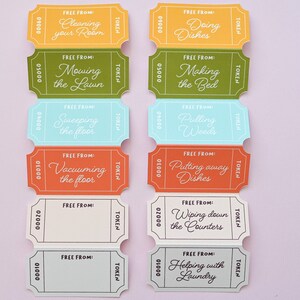 Customized Chore Reward Tickets (set of 12) - Etsy