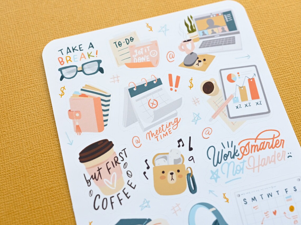 Working Day Sticker Sheet / WFH Sticker Sheet / Working From | Etsy