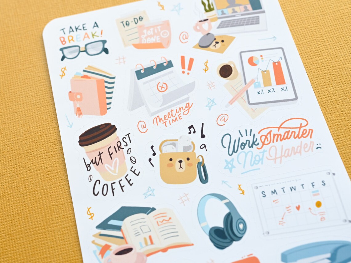 Working Day Sticker Sheet / WFH Sticker Sheet / Working From | Etsy
