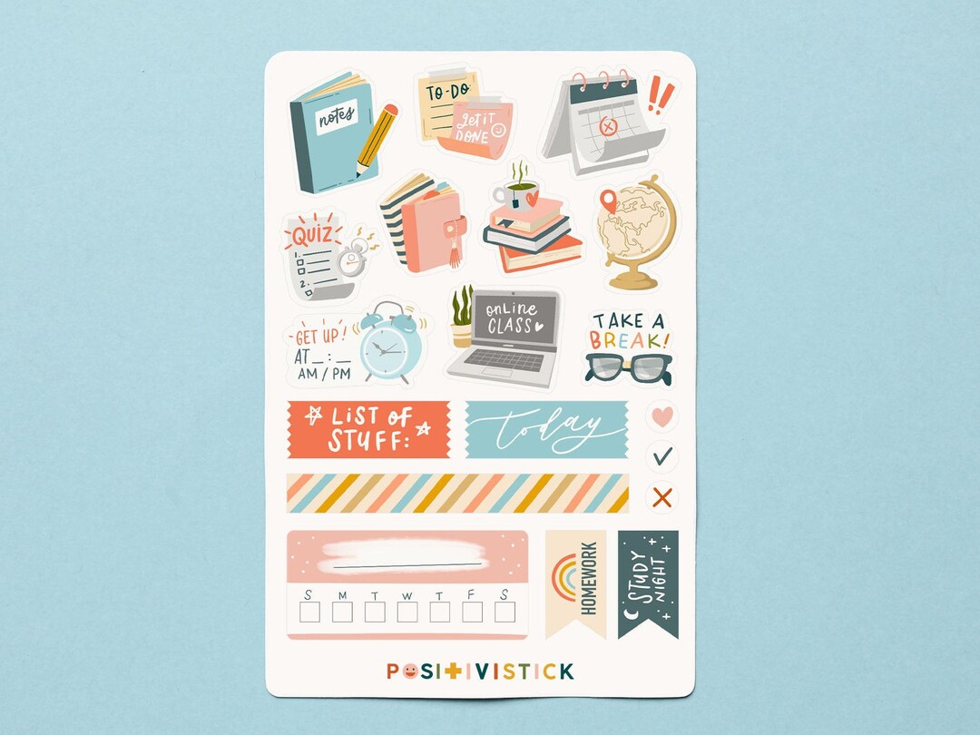 Study Sticker Sheet / School - College Sticker Sheet / Homework Journal ...