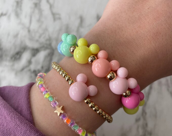 INSPIRED Disney Beaded Bracelets Pastel Disney Bracelets Mickey Mouse ...