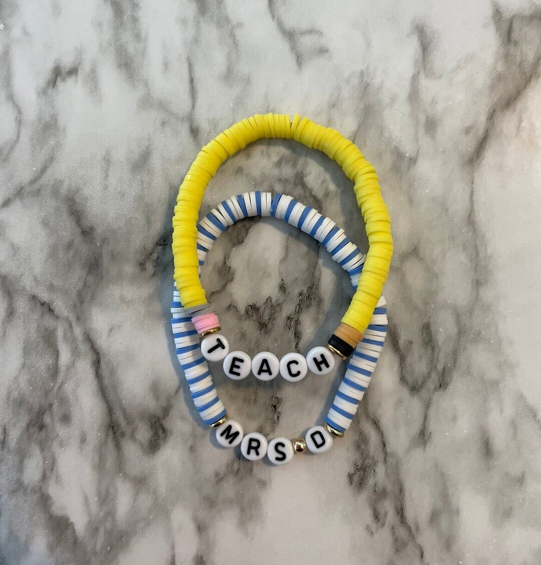 NEW Personalized Beaded Name Bracelets Teacher PENCIL and PAPER ...