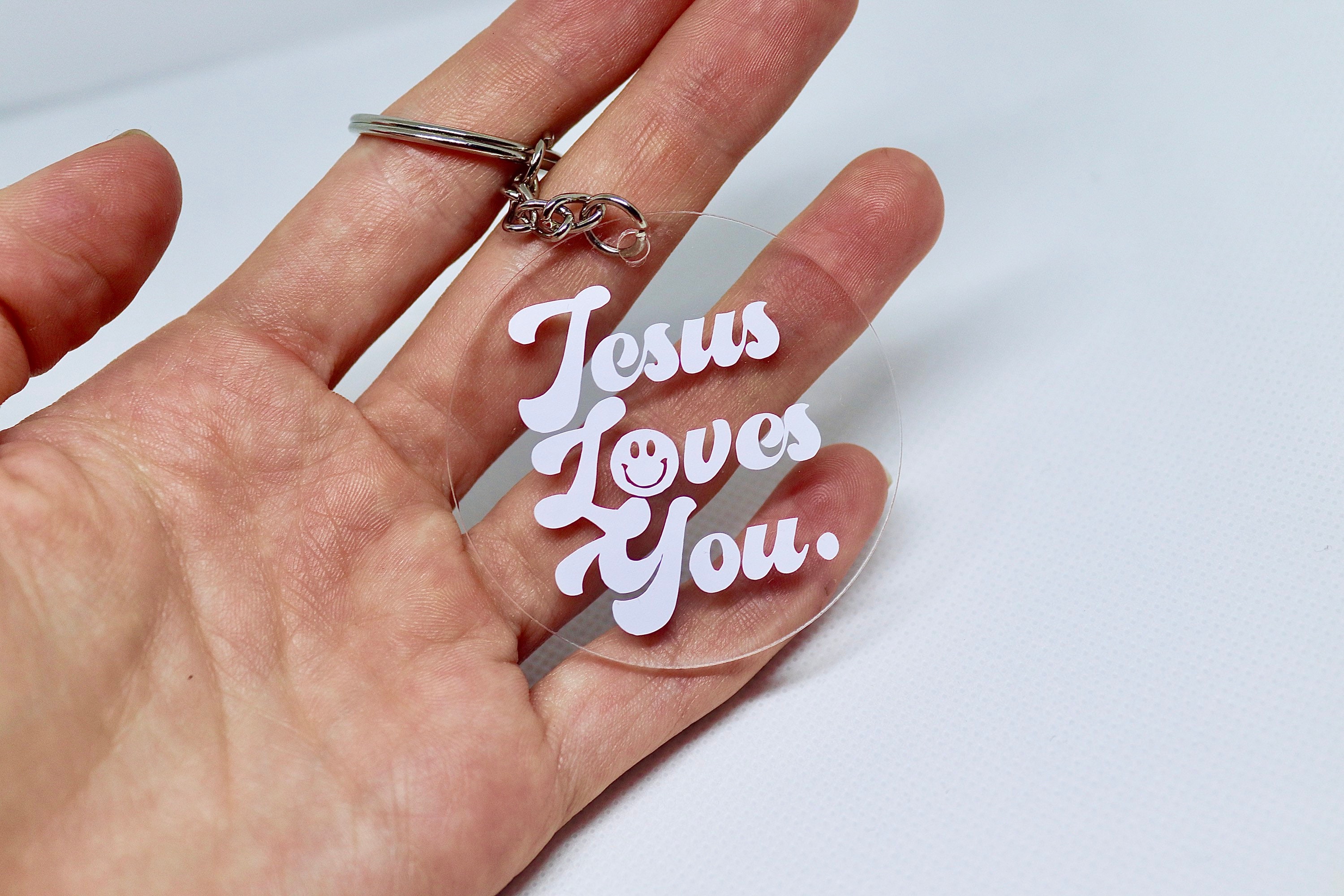 Jesus Loves You Keychain Acrylic Keychain Vinyl Keychain - Etsy