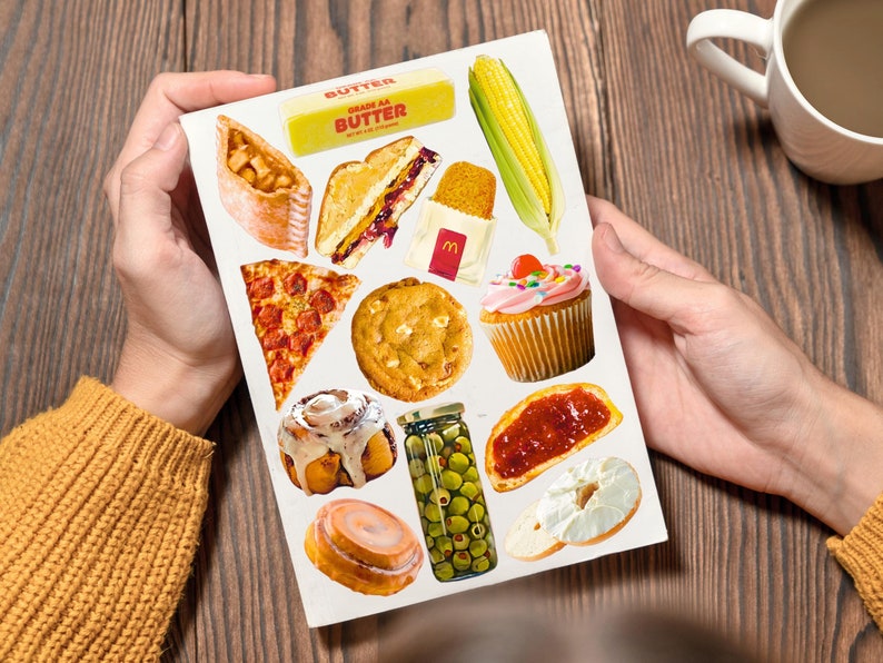 Food Scrapbooking Sticker Sheet- Food Junk Journal Stickers, Planner ...