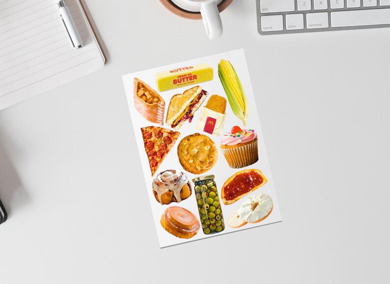 Food Scrapbooking Sticker Sheet- Food Junk Journal Stickers, Planner ...