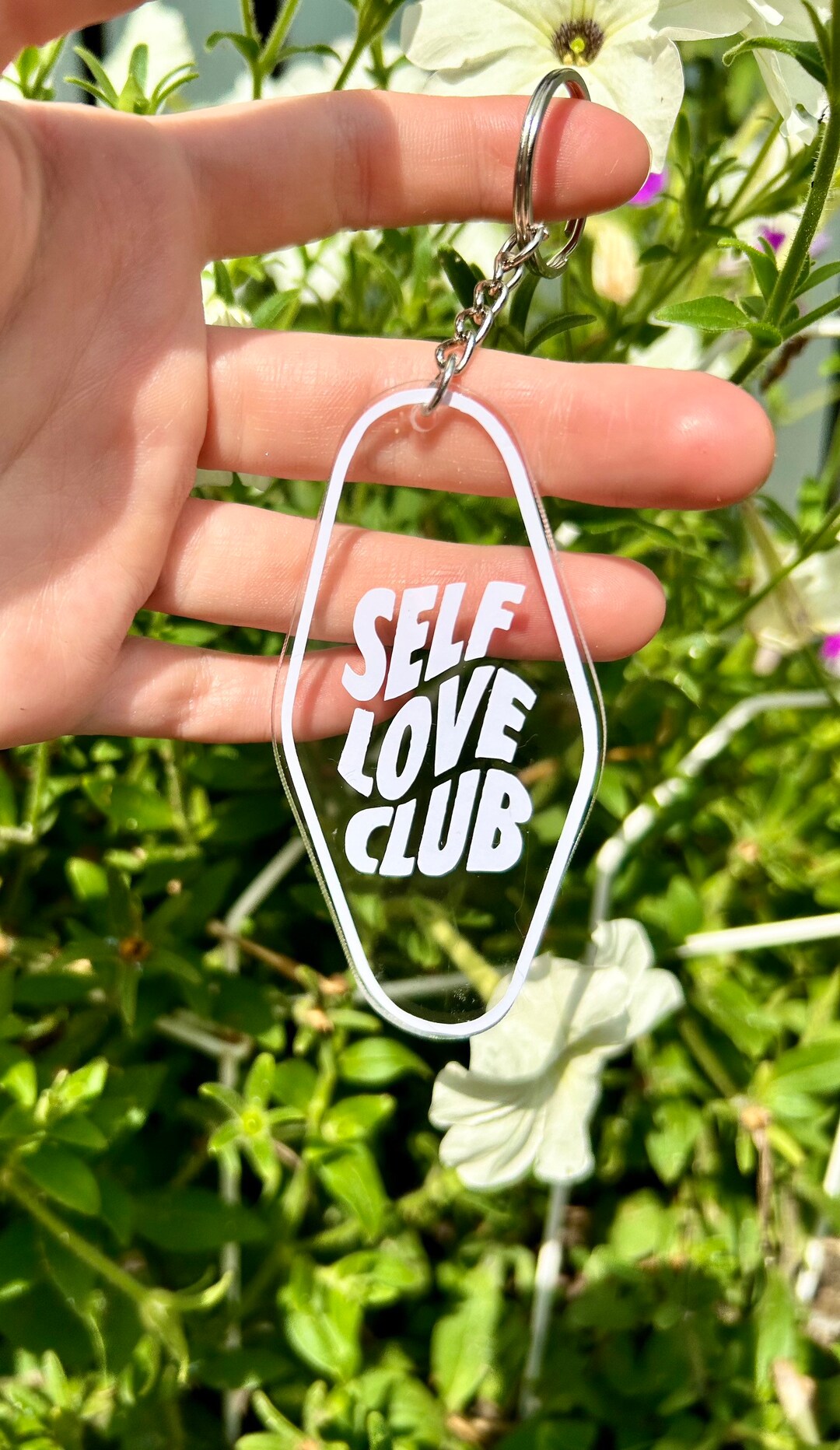 Self Love Club Motel Keychain, Acrylic Keychain, Retro Keychain, Trendy ...