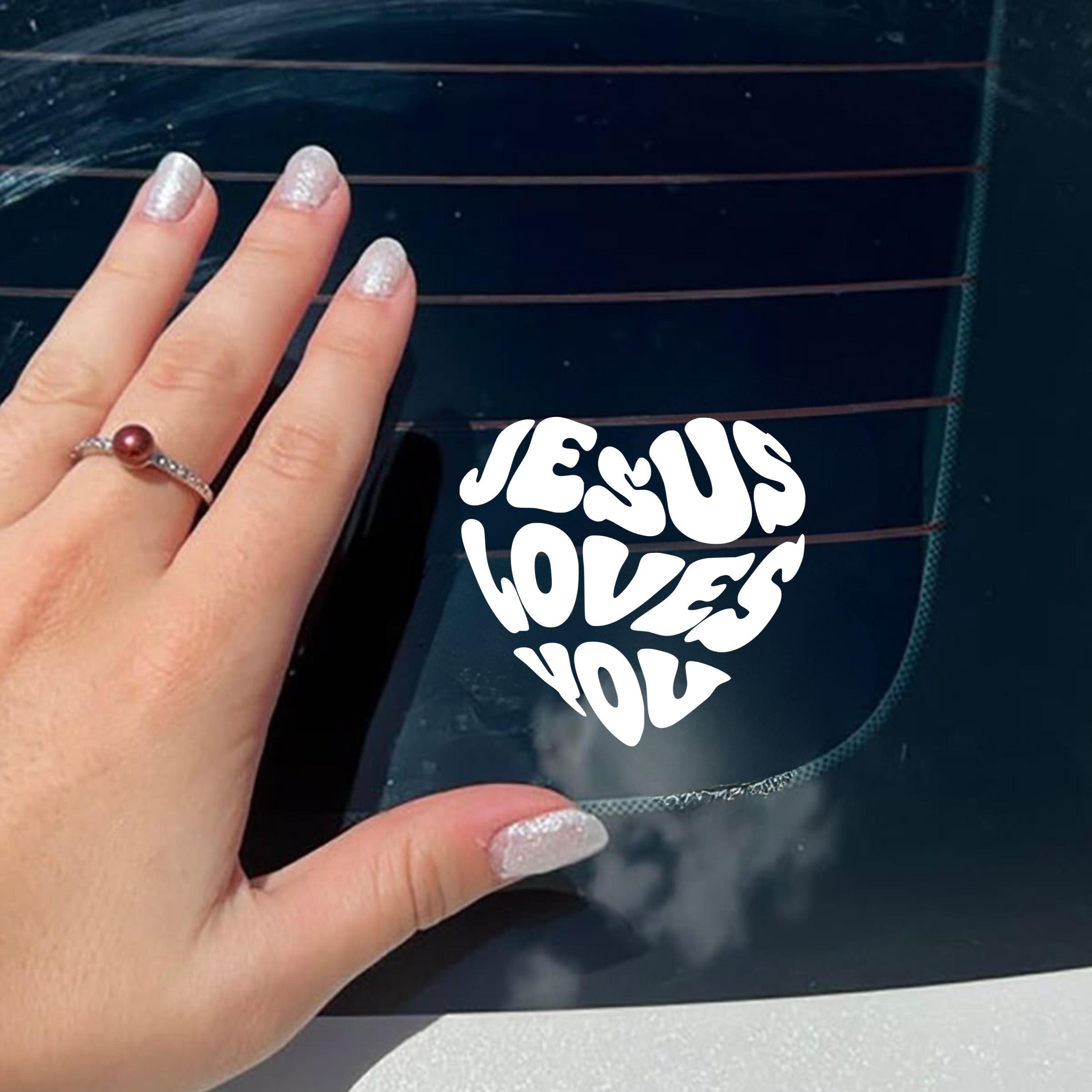 Jesus Loves You Car Decal- Christian Vinyl Car Decal, Rearview Mirror ...