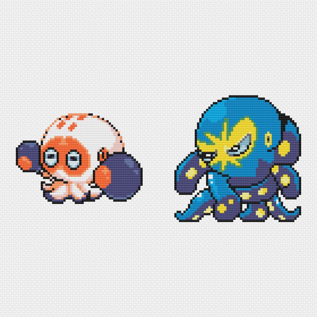 Clobbopus & Grapploct Cross Stitch Patterns: Retro Game Sprites (PDF ...